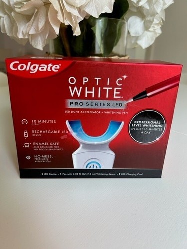 COLGATE OPTIC WHITE PRO SERIES LED DEVICE LIGHT TEETH WHITENING SET NWB ...