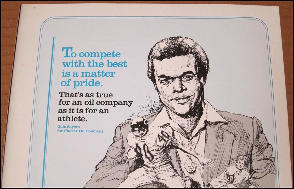 1982 Gale Sayers Checker Oil Company Print Ad Advert Vintage Chicago ...
