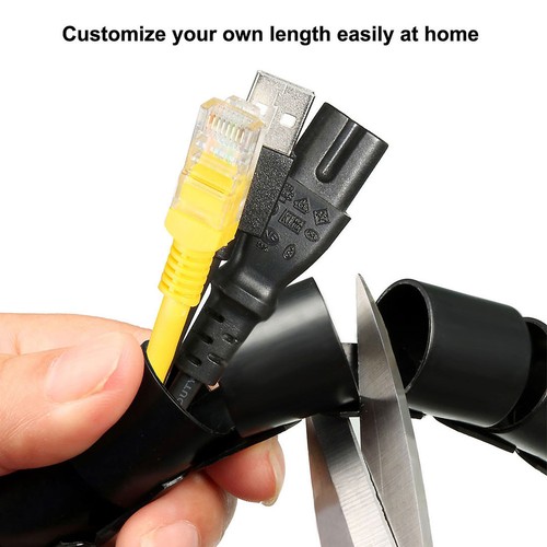 2.8mm Flexible Spiral Tube Cable Wire Wrap Manage Cord 22M Length Black ...
