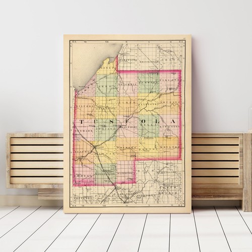 Old Map of Tuscola County, MI 1873 - Vintage Michigan Art | eBay
