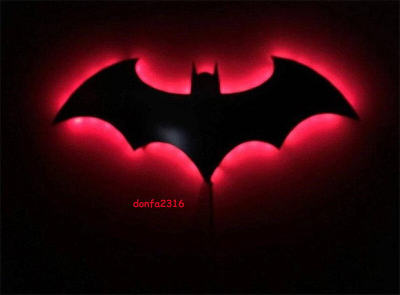 Batman Logo LED Night Light Wireless Remote Control Wall Lamp Bedroom ...