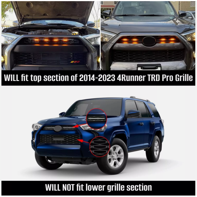 4x Raptor Style Amber LED Grille Lights For 14-23 Toyota 4Runner TRD ...