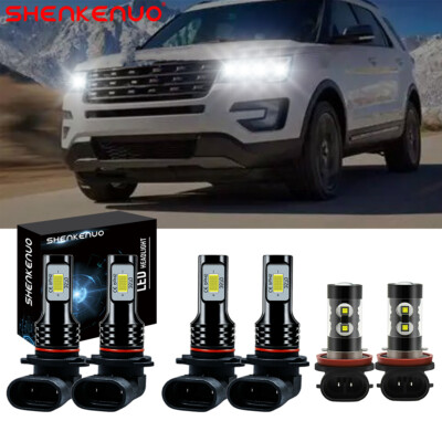 LED Headlight High/Low Beam Fog Light Bulbs Combo For Ford Explorer ...