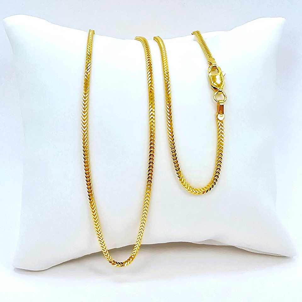 Genuine 22K Solid Yellow Gold Franco Chain Necklace 17.9 in 1.58mm ...
