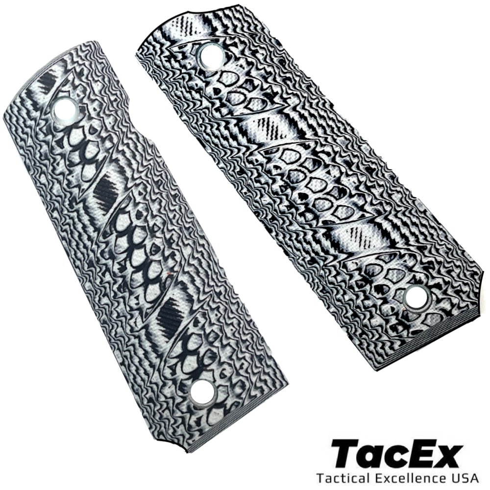1911 G10 Grips Full Size Ambi Safety fits Colt White Snake Skin Texture ...
