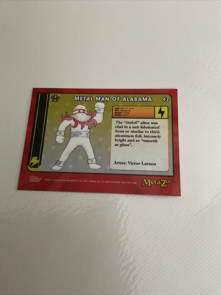 2021 Topps MetaZoo Cryptid Nation Series 0 Metal Man of Alabama #42 ...