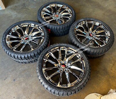 24'' Escalade FR98 CHROME WHEELS Silverado Tahoe Yukon Sierra 33'' MUD ...