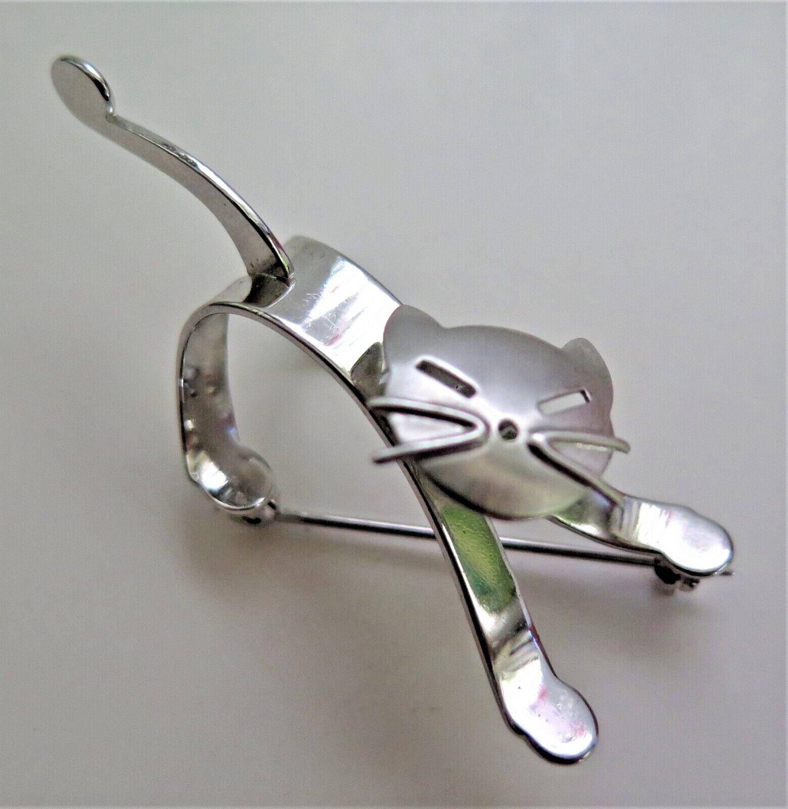 Vintage BEAU Moveable Head Modern 3D Cat Sterling Sil… - Gem