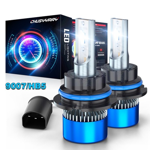 Pair 9007 HB5 LED Headlight Bulbs High Low Beam 6000K White Super ...