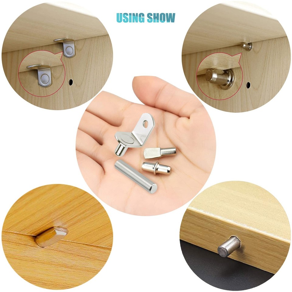 104Pcs Shelf Pins Kit,4 Styles Nickel Plated Shelf Support Pegs ...