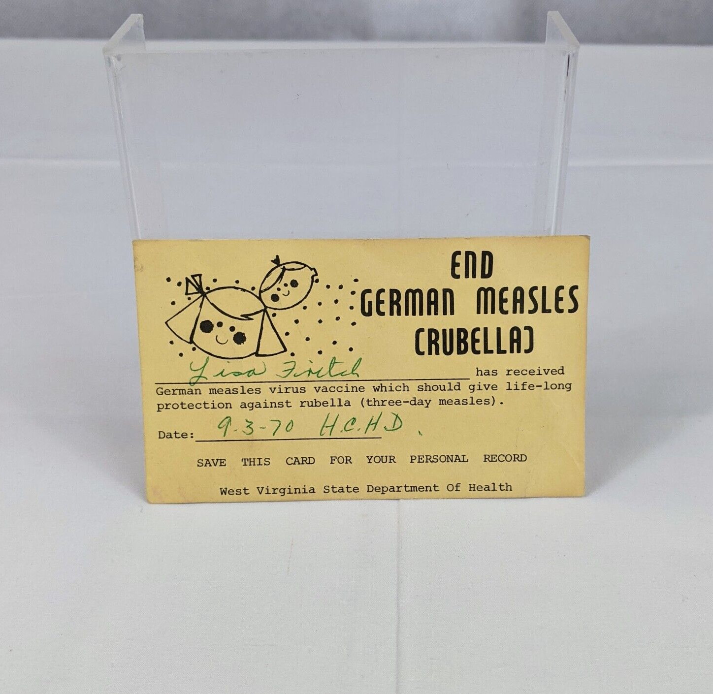 1970 End German Measles (Rubella) Card West Virginia Science ...