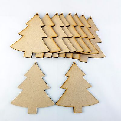 10x Wooden MDF Christmas Tree Shape. Craft blank embellishment tag xmas ...