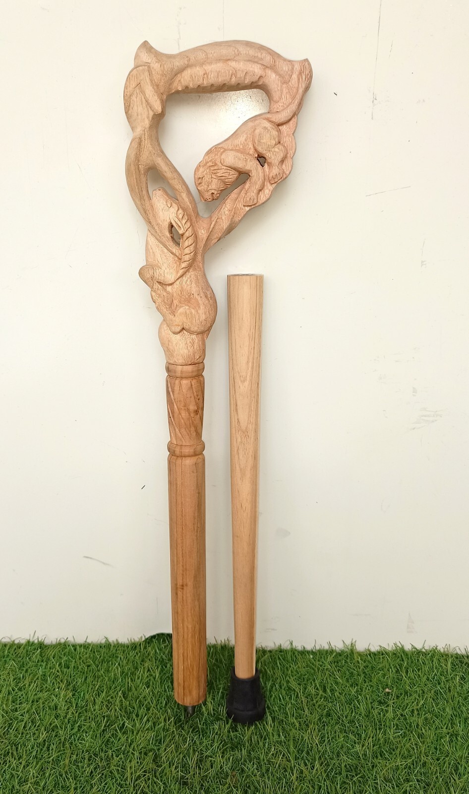 Wooden Walking Cane Artisan Hunting LION walking stic… - Gem