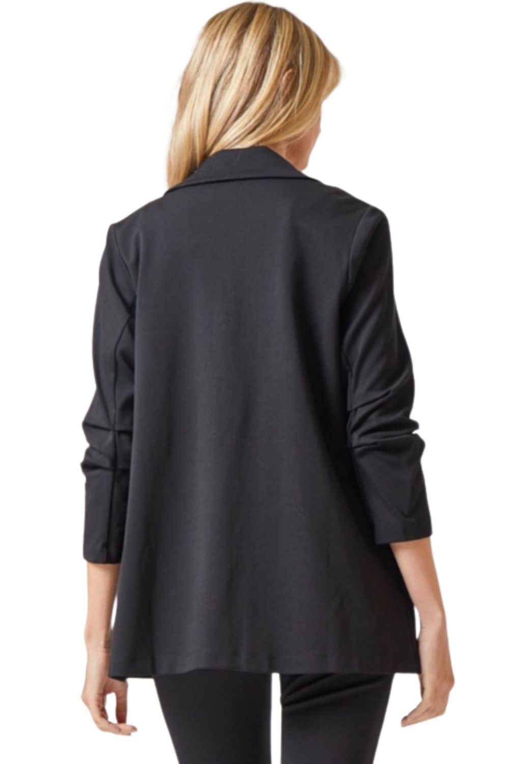 Dear Scarlett Womens 3/4 Ruched Sleeve Magic Blazer | eBay