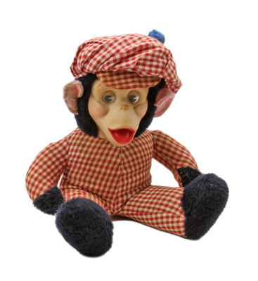 Vintage 14" Stuffed Animal ZIPPY Rubber Faced Monkey Toy Rare Plaid ...