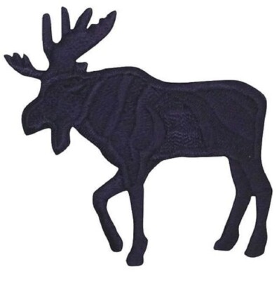 Moose Applique Patch - Facing Left Black Embroidered Animal Badge 2.25 ...
