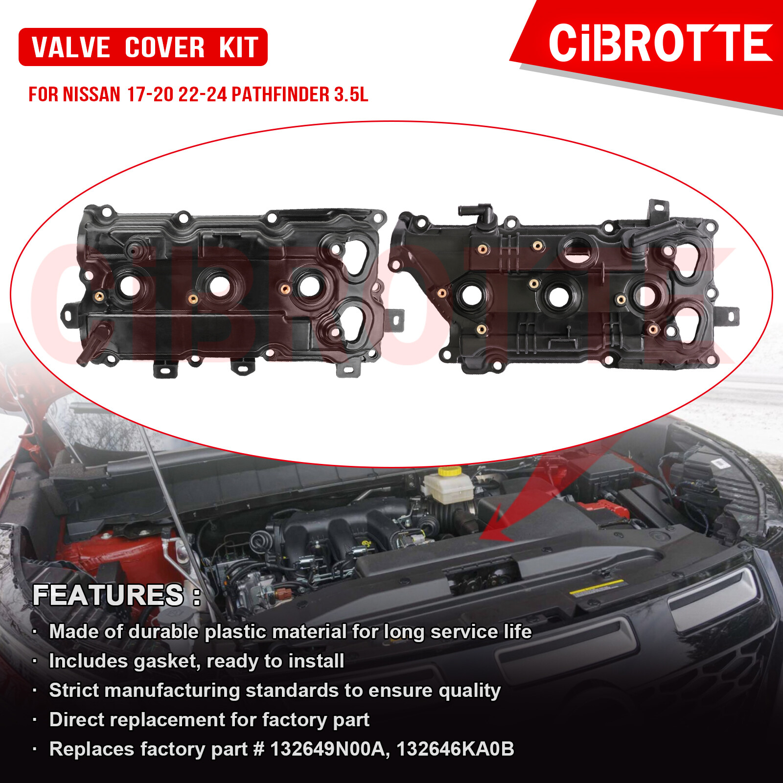 2* Valve Cover Kit for Nissan 17-20 22-24 Pathfinder 3.5L 132649N00A ...