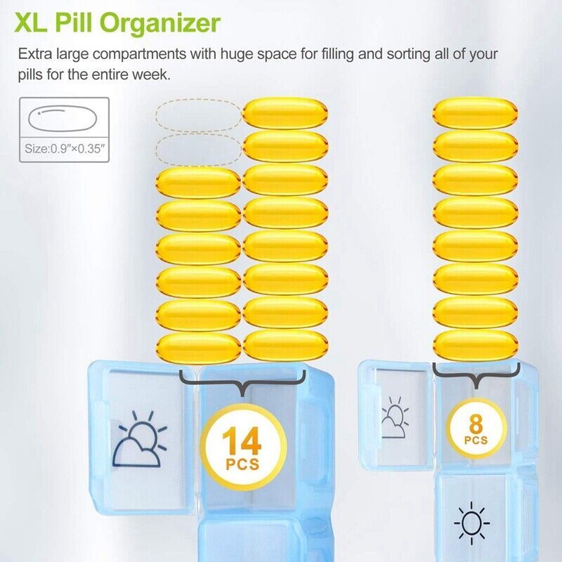 7-Day Pill Organizer, 3x Daily, Weekly Medication Storage Box with ...