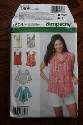 Simplicity 1806 Sewing Pattern Misses' Pull Over Tops 6 Variations Size ...