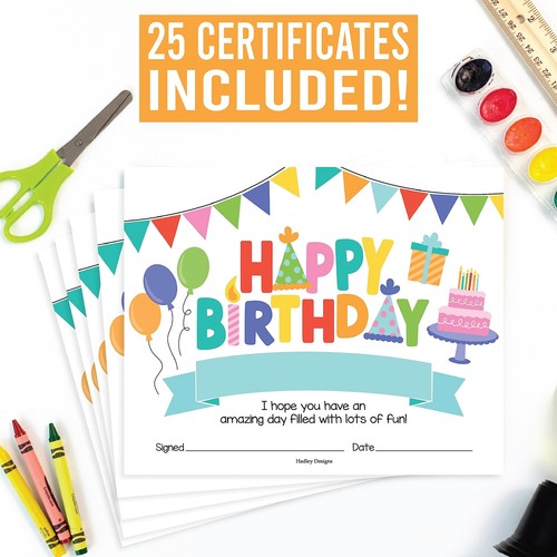 25 Colorful Birthday Certificates for Students Classroom Awards Teacher ...