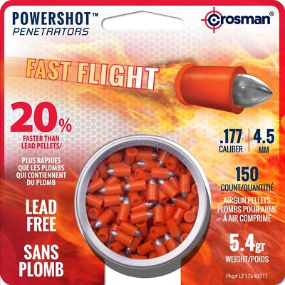CROSMAN POWERSHOT 150 Count Pointed LEAD-FREE 4.5mm .177 Caliber Airgun ...
