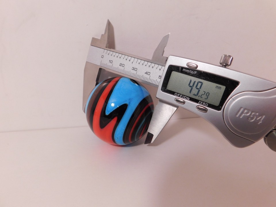 A Large New Handmade Reverse Corkscrew Art Glass Marble - 49 MM = 1-15/ ...