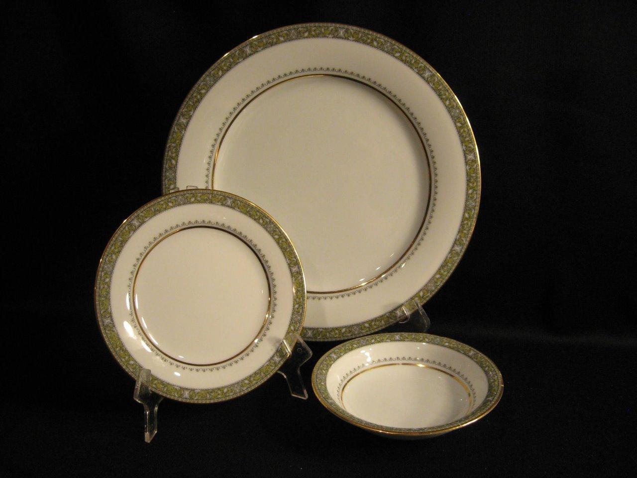NORITAKE 6871 THURSTON - DINNER, BREAD & BUTTER & BERRY BOWL - GOLD ...