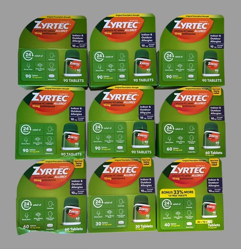 Zyrtec Allergy Treatment Tablets 90+90+90+90+90+60+60+40+30=640 Count 9 ...