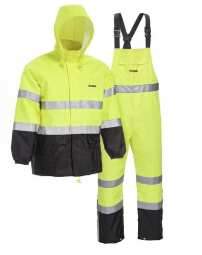 Boss High Visibility ANSI Class III 3 Reflective Safety Rain Suit ...
