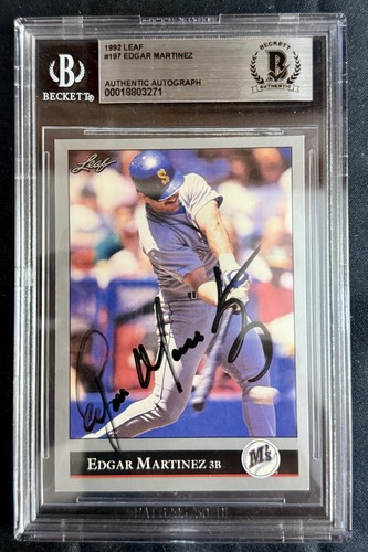 Beckett Authenticated Autographed Edgar Martinez 1992 Leaf Baseball ...