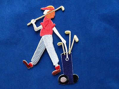 #3977 Golf Girl,Lady w/Golf Club Embroidery Iron On Applique Patch | eBay