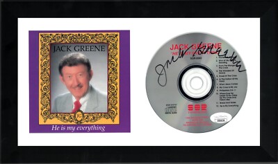 Jack Greene signed 1991 He is my everything CD w/Album Cover Framed 6.5 ...