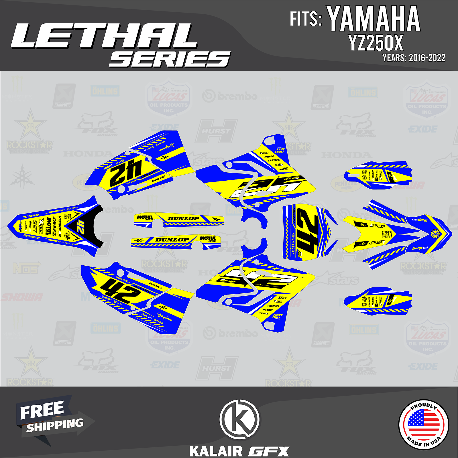Graphics Kit for Yamaha YZ250X (2016-2022) Lethal-Yellow | eBay