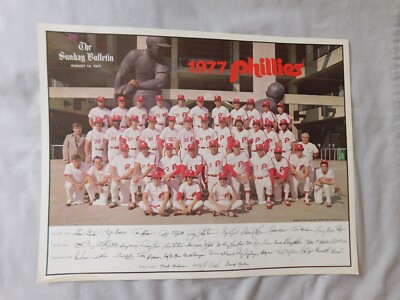 1977 Philadelphia Phillies Team Photo Sunday Bulletin 10x13 | eBay