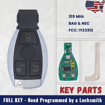 for BAG & NEC Mercedes-Benz 1997 - 2016 Keyless Remote Key Fob 315MHz ...