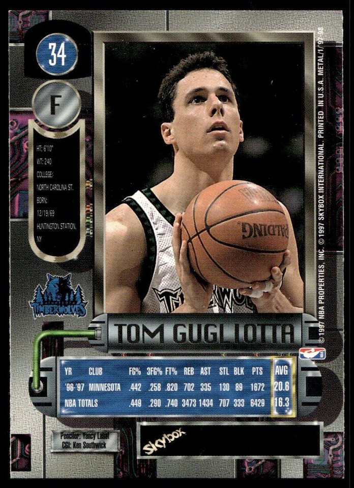 1997-98 SkyBox Premium Tom Gugliotta A45 Minnesota Timberwolves #72 | eBay
