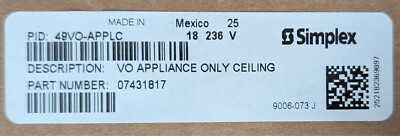 Simplex 49VO-APPLC Ceiling Mount Appliance - MANY AVAILABLE - SAME DAY ...