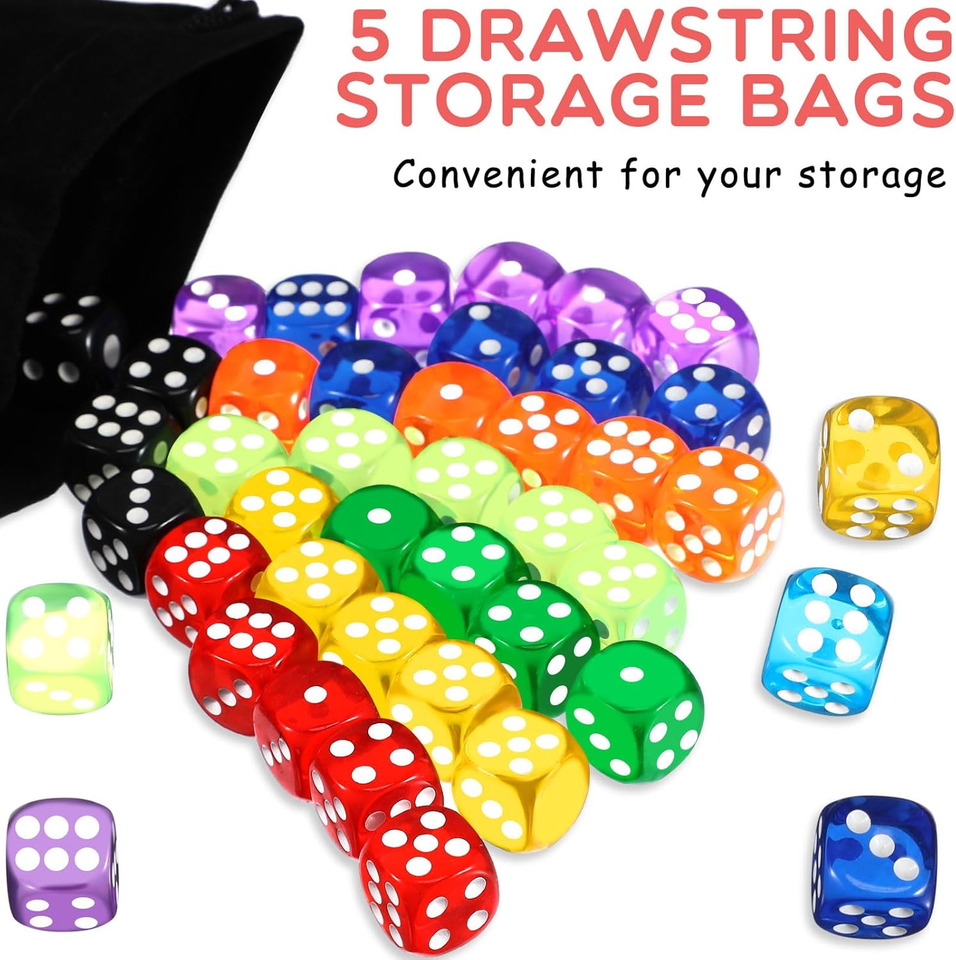 500 Pieces Colored Dice Set 12mm 6 Sided Bulk Dice with 5 Pieces ...