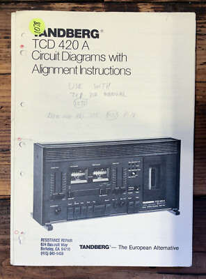 Tandberg TCD-420A Cassette Circuit Diagrams & Alignment Manual ...