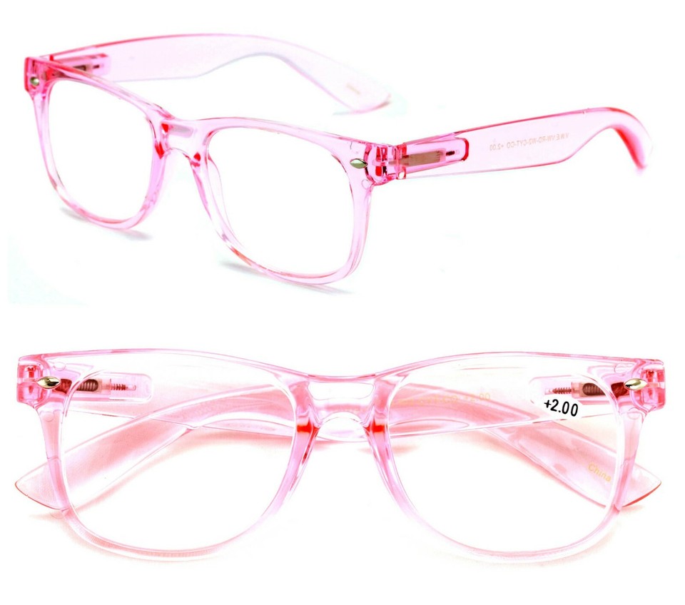 2 Pairs Transparent Neon Classic clear frame reading glasses unisex ...