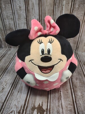 Ty Minnie Mouse Pink White Polka Dots Beanie Ball Fleece Stuffed Animal ...