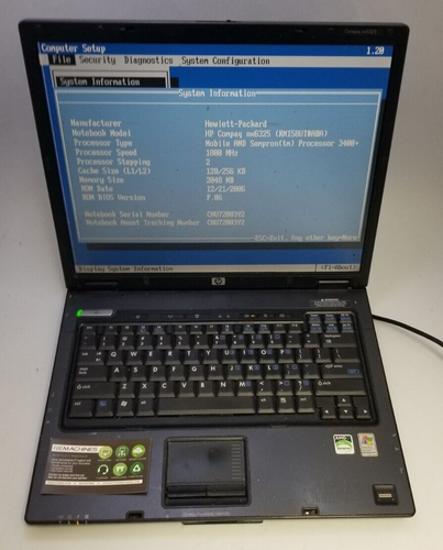 HP Compaq NX6325 Laptop AMD Sempron 3400+ CPU @1.8GHz 2GB RAM 80GB HD ...