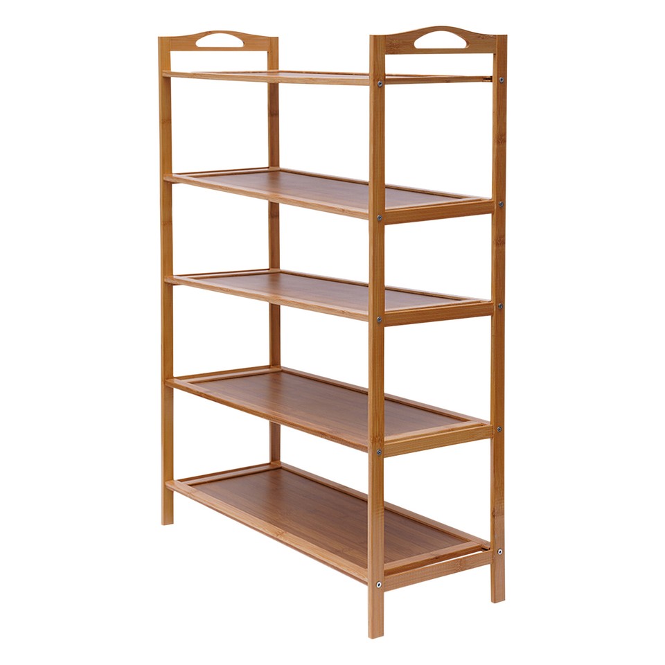 5 Tier Shoe Rack Bamboo MDF Entryway Shoe Shelf Cabinet Shoe Storage ...
