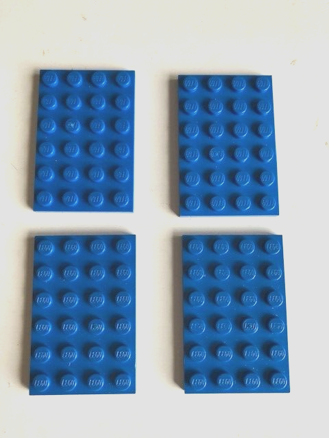 Lego Parts: 4x6 Flat Plates, # 3032, Blue - Lot of 4 | eBay