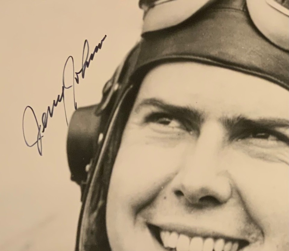 WWII Fighter Pilot Ace Gerald Johnson Signed Photo POW 8th Air Force ...