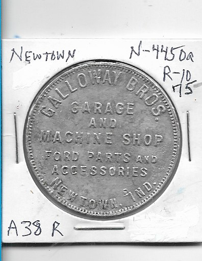 Newtown, Indiana Trade Token GALLOWAY BROS. $1.00 | eBay