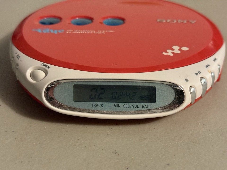Vintage Sony D-EJ360 Red CD Player Discman Walkman PSYC Fully Tested ...