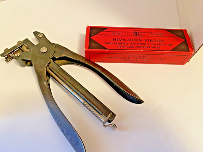 Vintage NEVA-CLOG Lot A-1000 Box 5000 Staples S-100 F-100 + Stapling ...