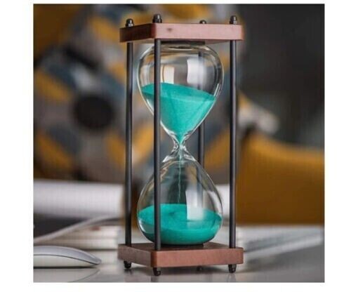 Large Sandglass Glass Hourglass Timer 60 Minute Decorative Wooden Base ...