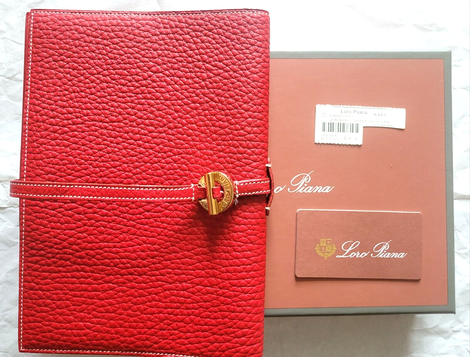 AUTH.VINTAGE NEW VINTAGE LORO PIANA RED FULL-GRAIN LEATHER NOTEBOOK ...